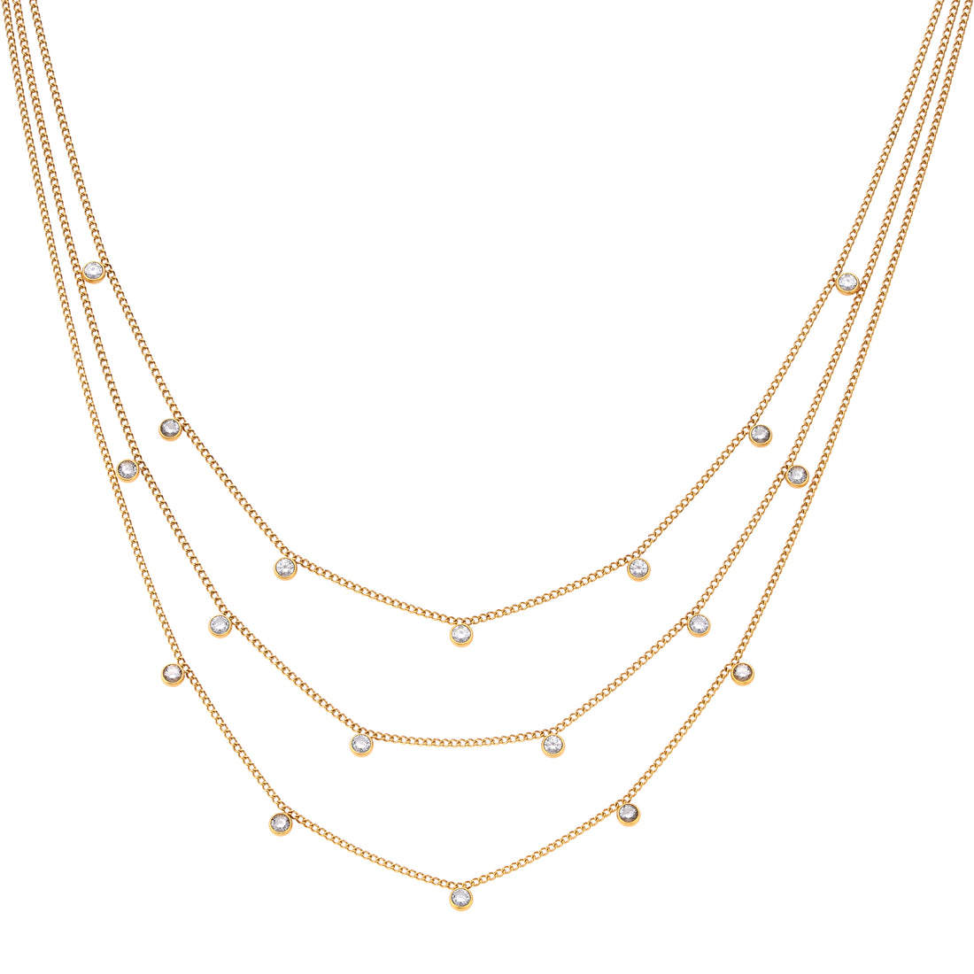 Amy Stacker Necklace Gold & Crystal – Bijoux De Mimi