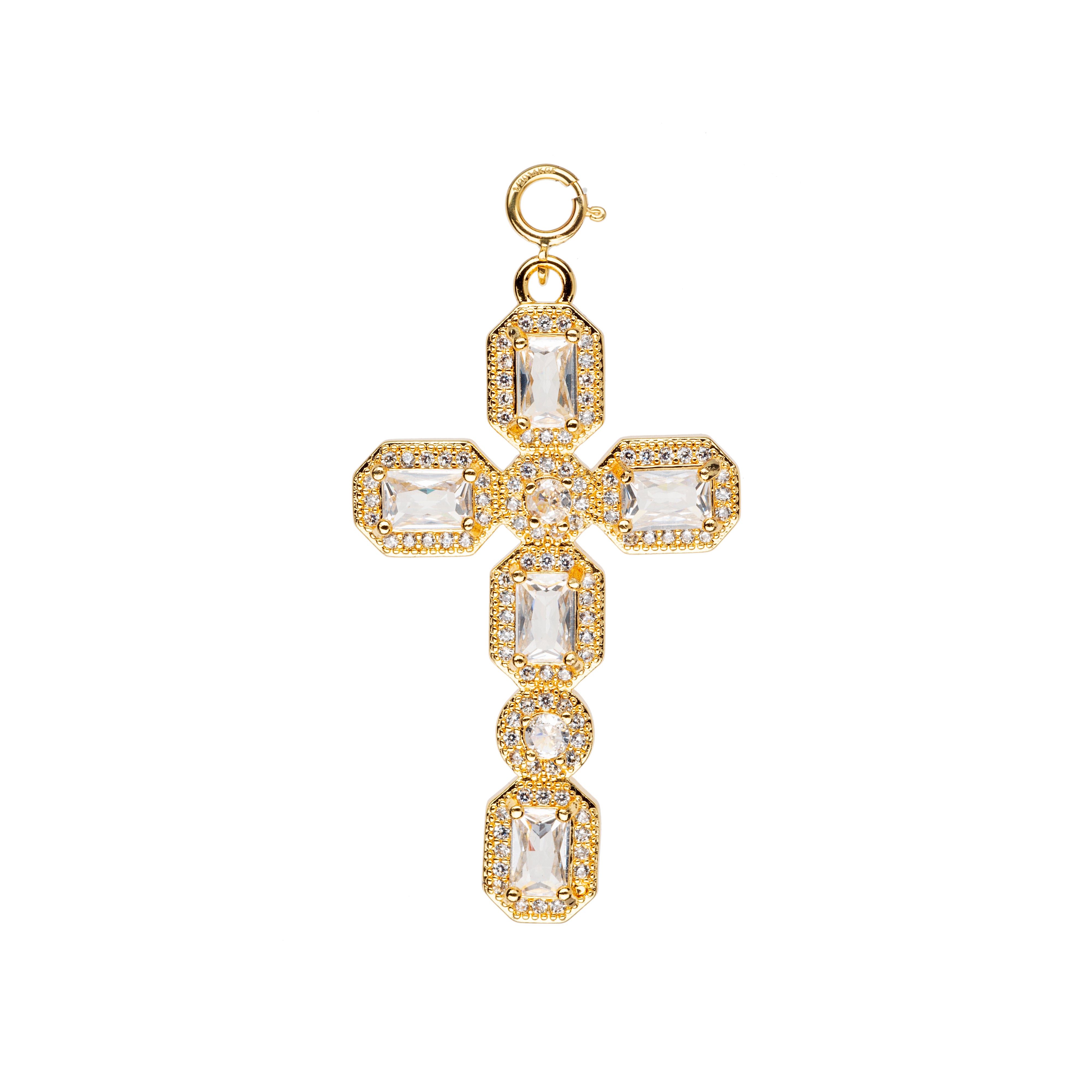 Phoebe Waterproof Crystal Gold Cross Pendant Charm – Bijoux De Mimi