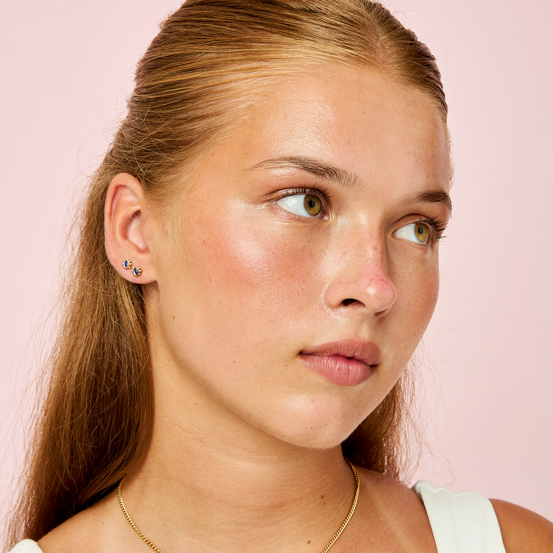 Francesca Stud Earrings Gold & Blue – Bijoux De Mimi