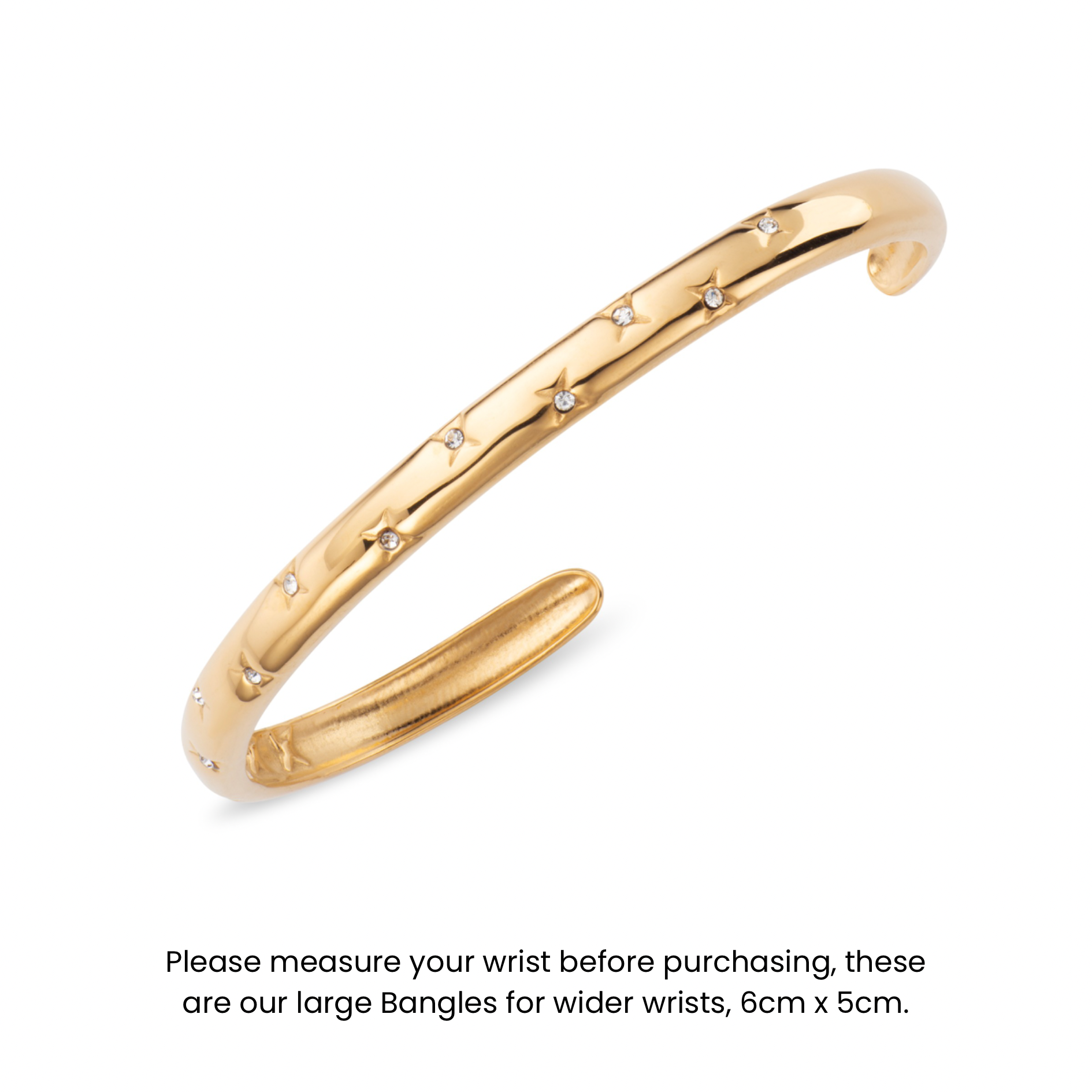 Amelia Crystal Gold Star Bangle L – Bijoux De Mimi