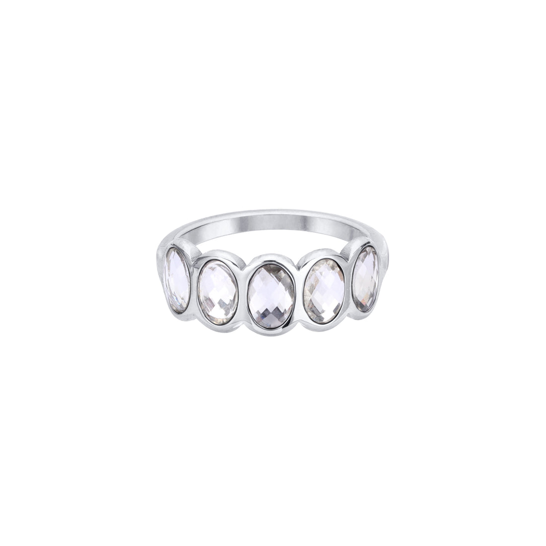 Lian Simple Stone Ring Crystal & Silver Size L – Bijoux De Mimi