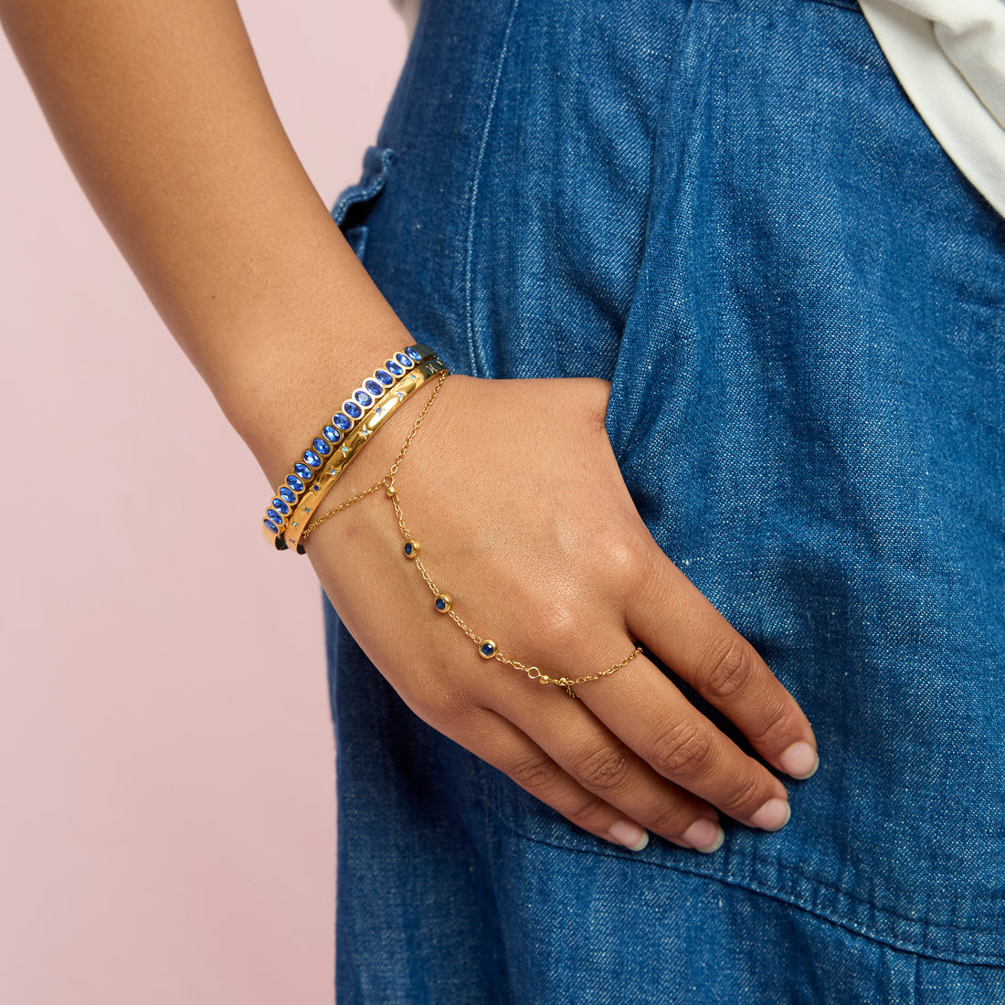 Amelia Blue Gold Star Bangle – Bijoux De Mimi