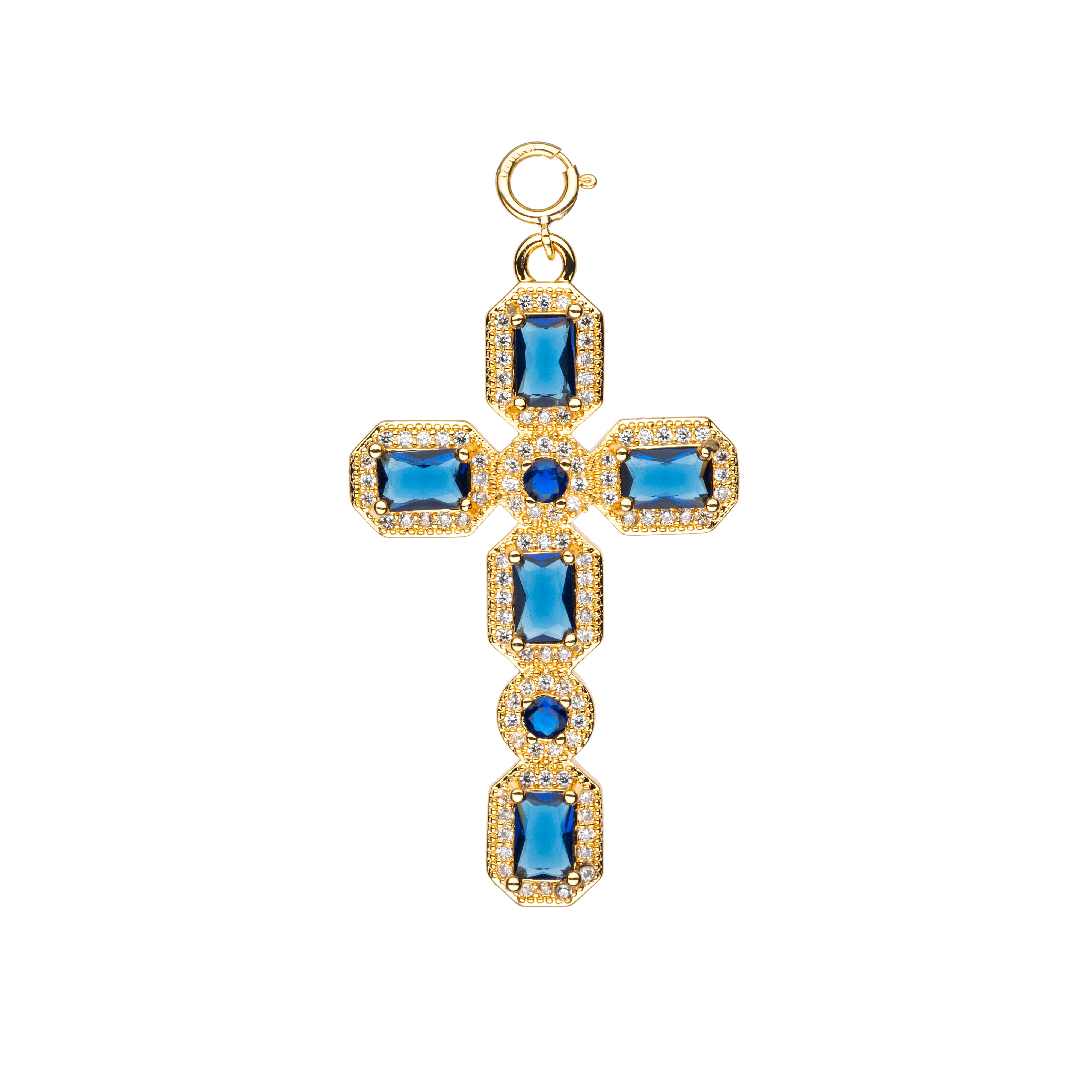 Waterproof Navy Gold Cross Pendant Charm – Bijoux De Mimi