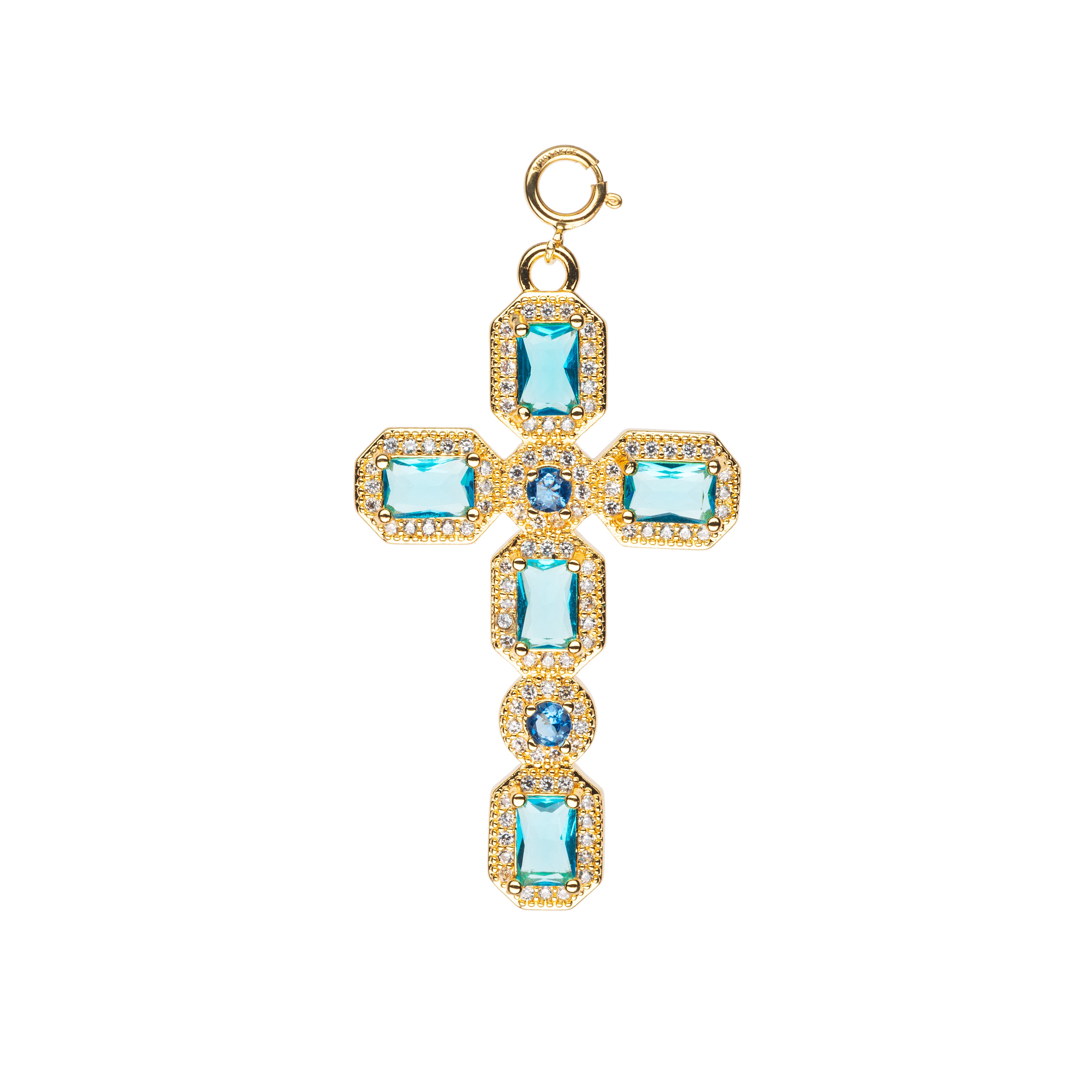 Phoebe Waterproof Turquoise Gold Cross Pendant Charm – Bijoux De Mimi